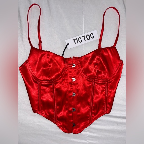Dor L’ Dor | Tops | Nwt Dor L Dor Solid Red Satin Corset Top | Poshmark